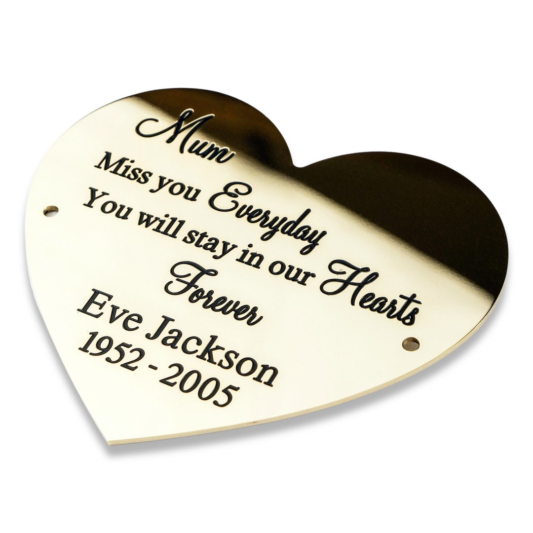 8" Heart Shape Solid Brass Engraved Nameplate - Etsy