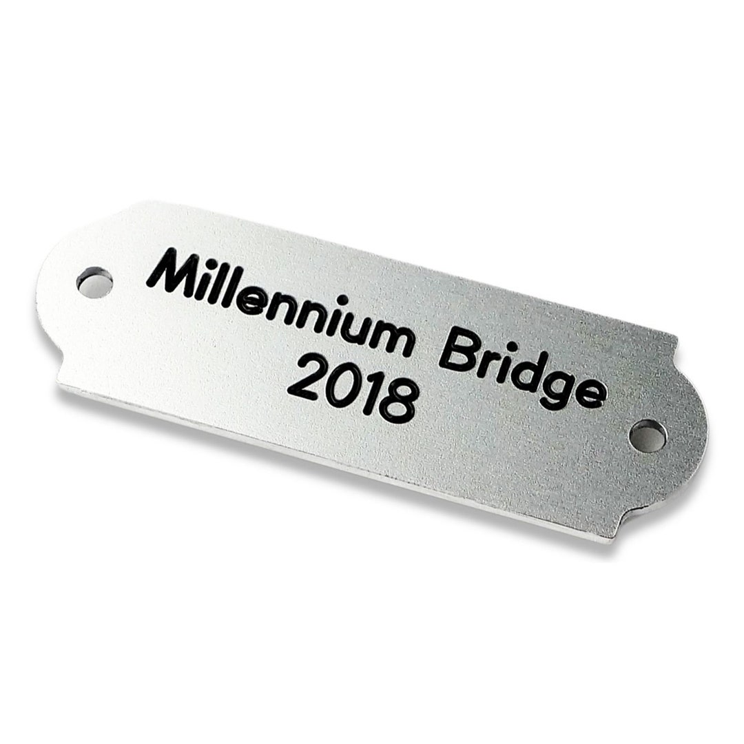 Small Size Curved End 60mm X 20mm Satin Silver Aluminium Engraved ...