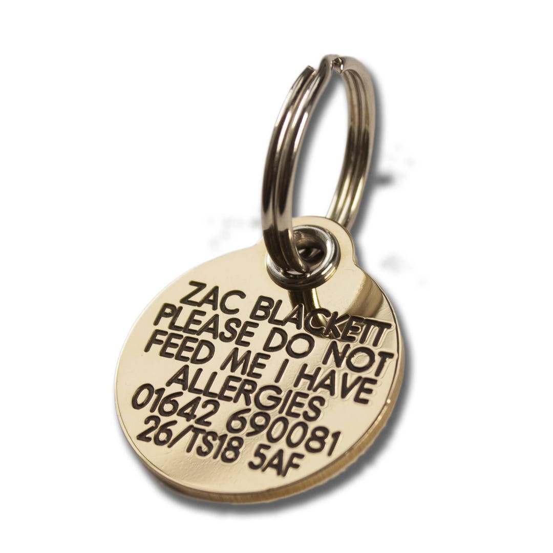 REINFORCED Deeply Engraved Solid Brass Dog Tag 27mm Round - Etsy