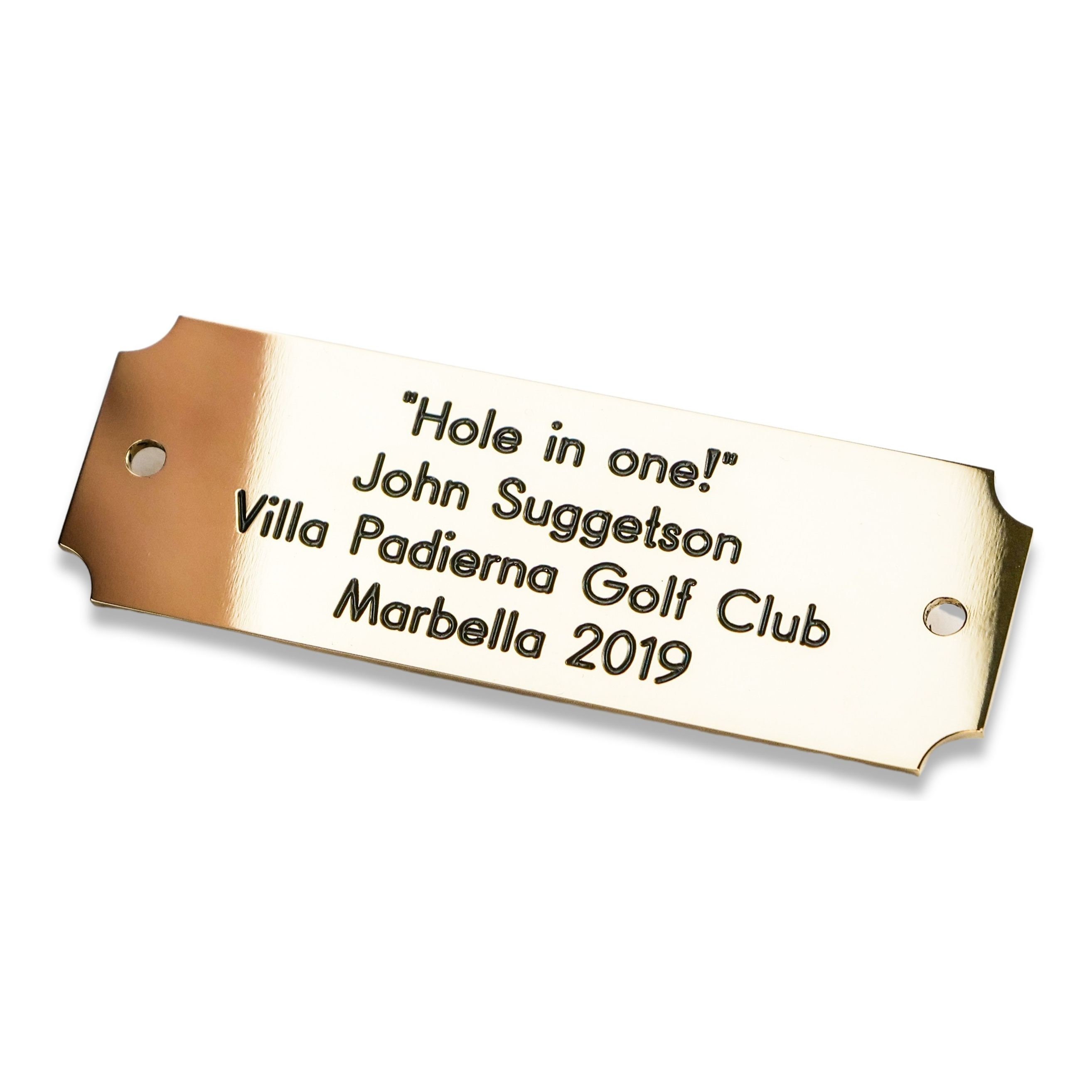 Small Size 75mm X 25mm Scalloped Corner Solid Brass Engraved Nameplate ...