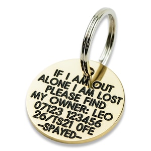 Deeply Engraved Solid Brass Dog Tag, 27mm Round - Etsy
