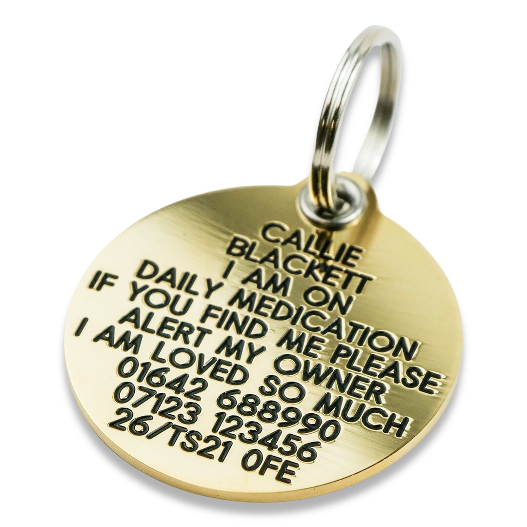 REINFORCED Deeply Engraved Solid Brass Dog Tag, 39mm Round - Etsy