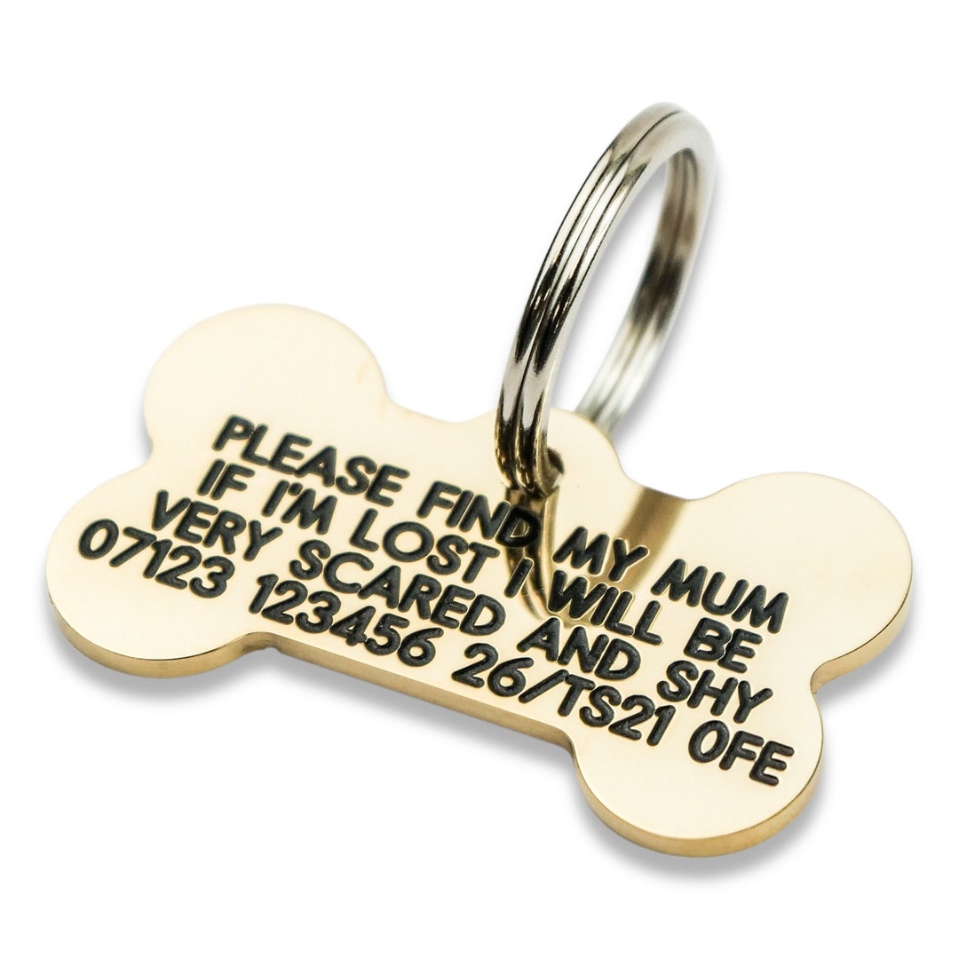 Deeply Engraved Solid Brass Dog Tag, Small 39x22mm Bone - Etsy