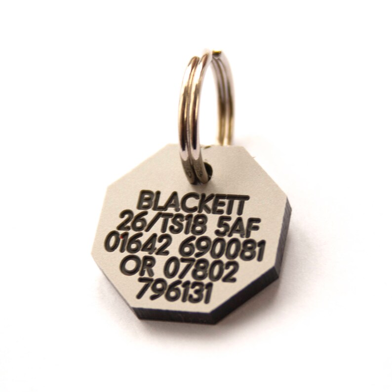 Deeply Engraved 3mm Thick Plastic Dog Tag 21mm Octagonal | Etsy