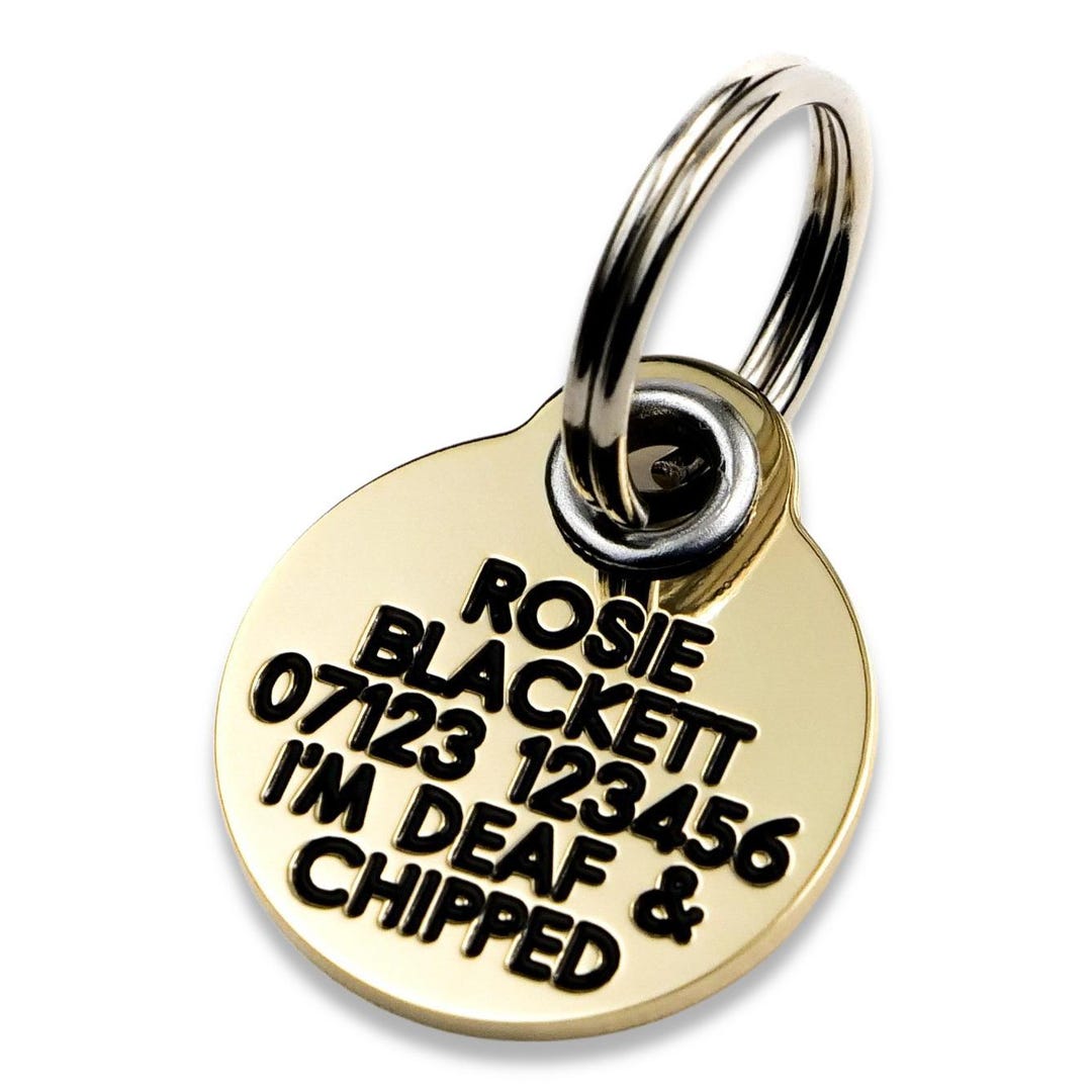REINFORCED Deeply Engraved Solid Brass Dog Tag, 21mm Round - Etsy