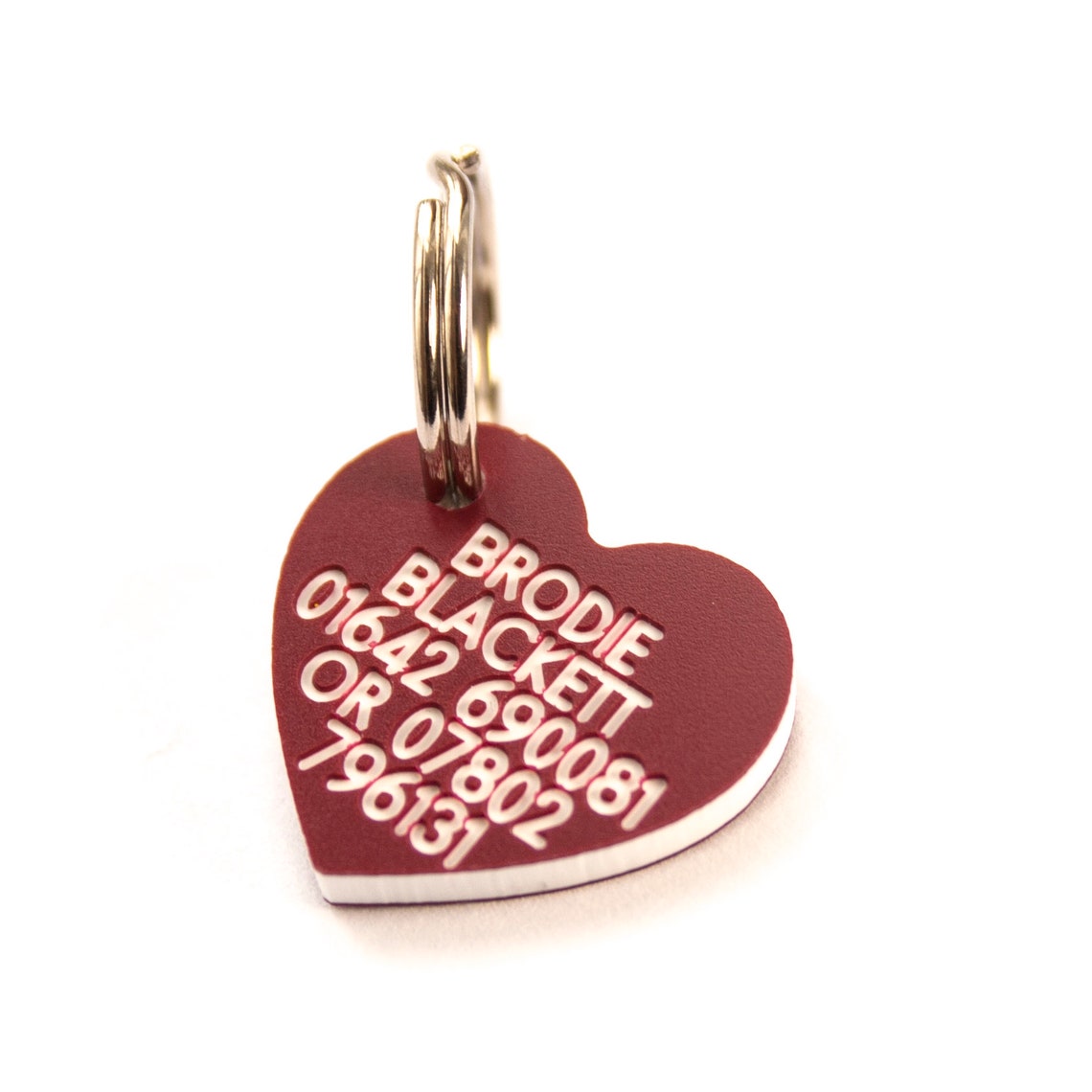 Deeply engraved 3mm thick plastic dog tag 22x21mm Heart | Etsy