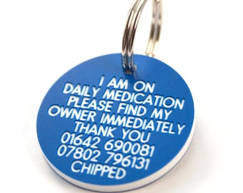 Deeply engraved 3mm thick plastic dog tag 21mm Round | Etsy