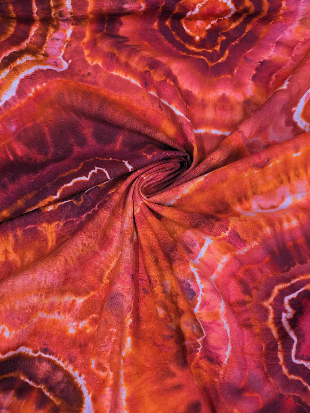 Red/orange Hand Dyed Fabric - 100% Cotton - Tie Dyed Fabric by the ...