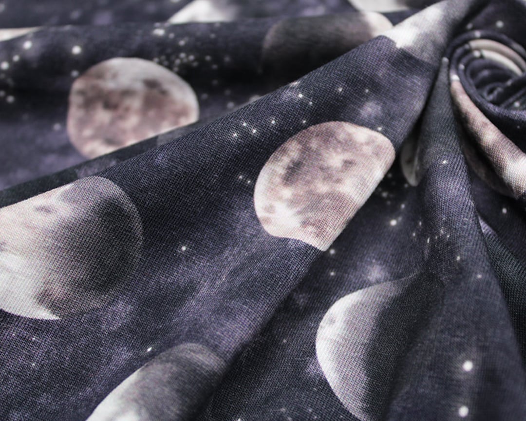 Moon Space Cotton Jersey - Fabric by the Meter - Fabric by the Half ...