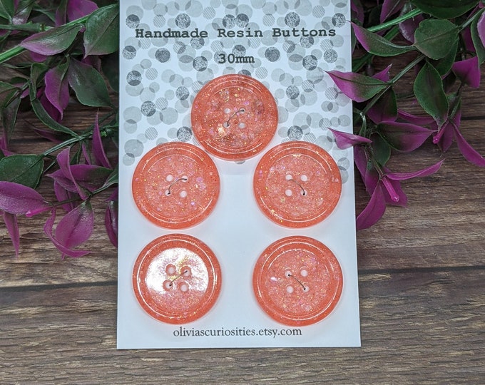 Specialty Handmade Resin Buttons - 30mm 22mm 16mm Carded Buttons - Red ...