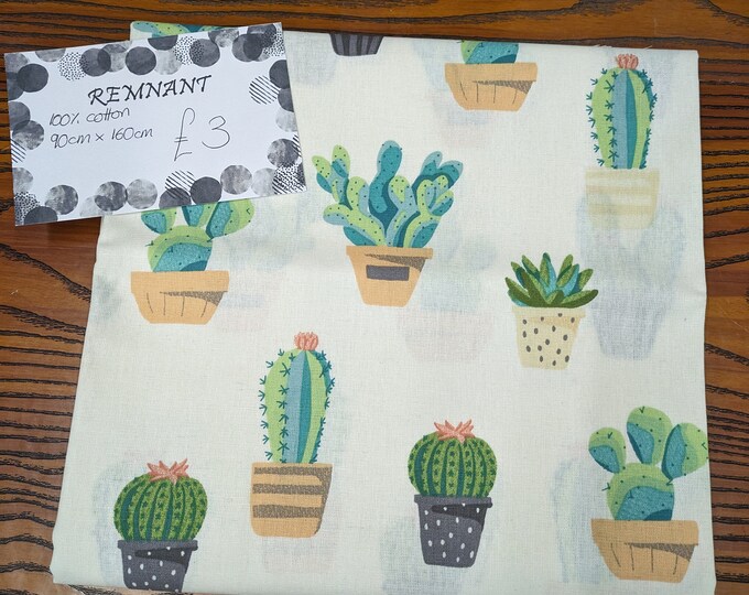 CACTUS REMNANT Cotton Fabric Cacti, Plants, Simple Quilting, Sewing ...