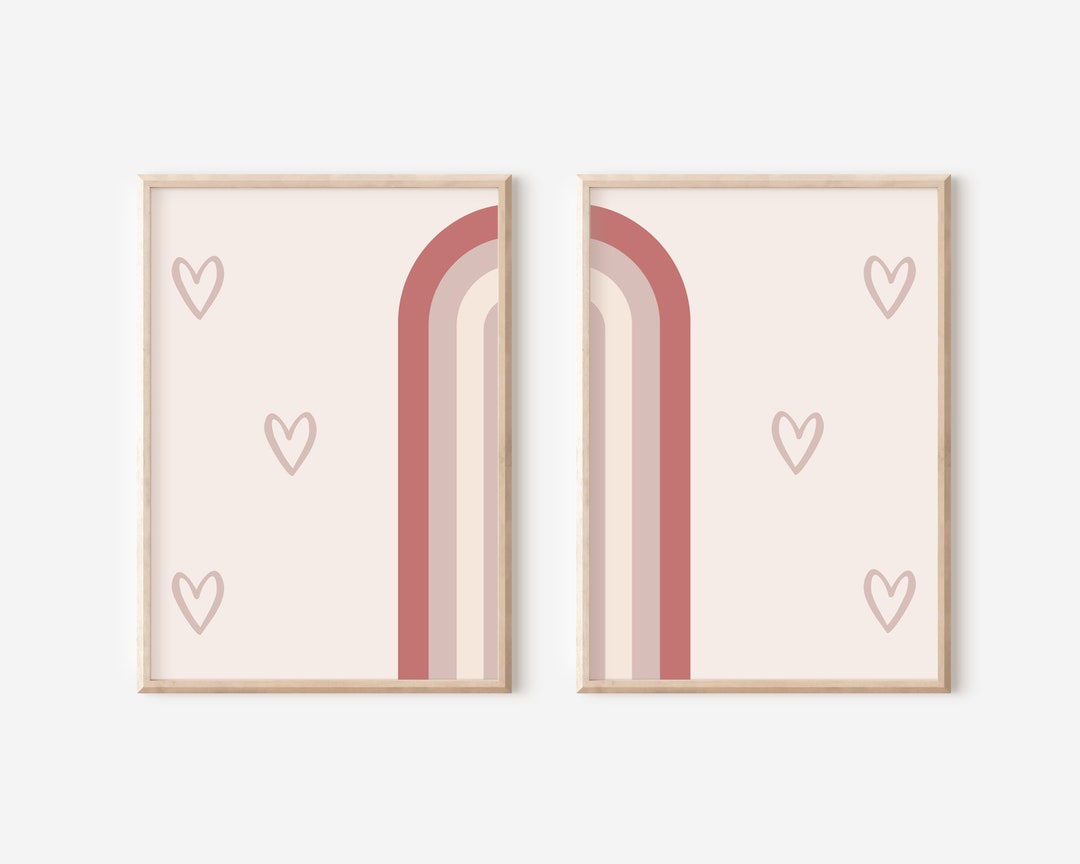 Rainbow Hearts Nursery Print: Modern Boho Decor (PDF) - Etsy