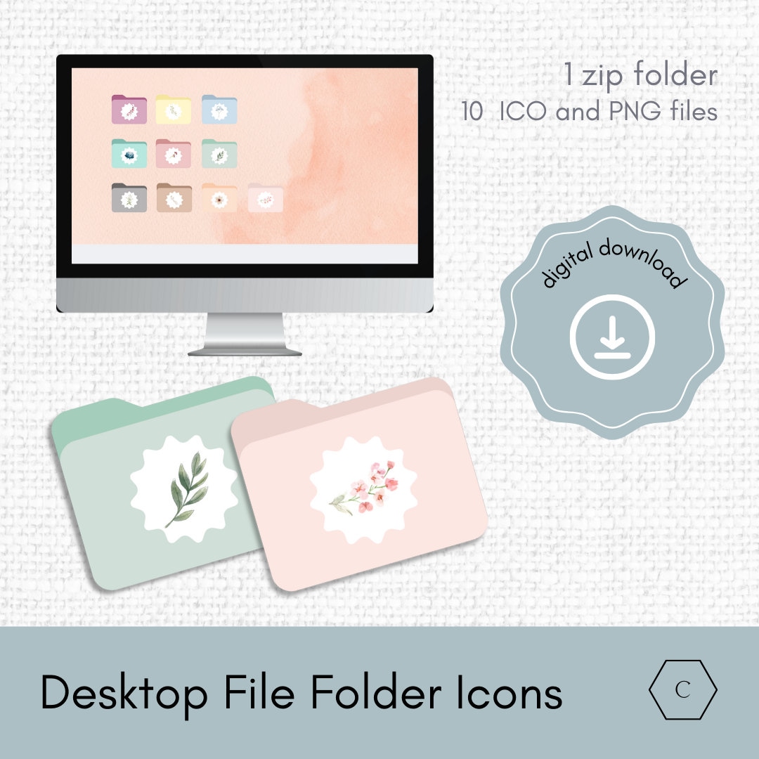 Desktop Folder Icons, Floral Aesthetic Desktop Icons, Cute Desktop ...