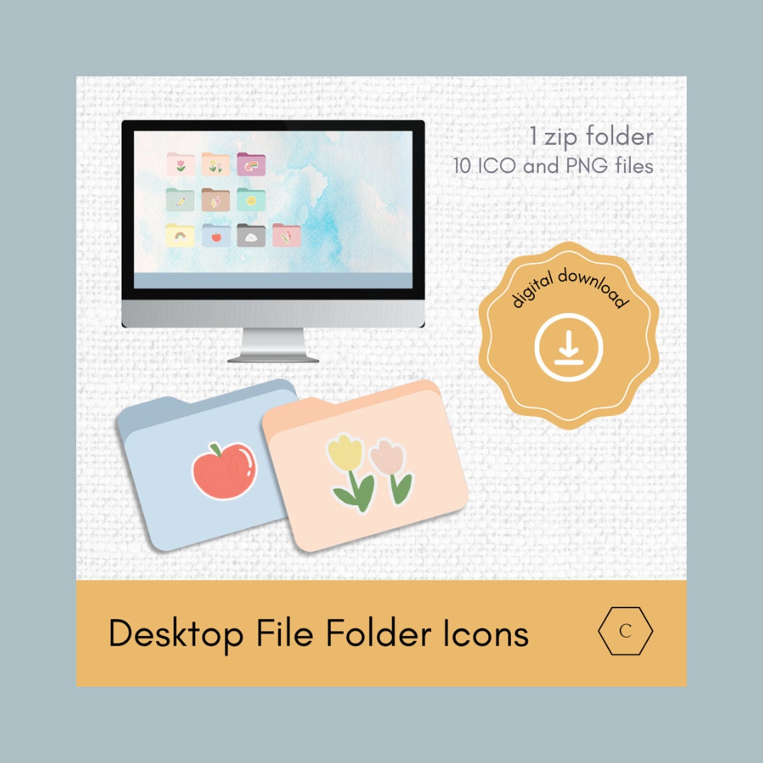 Cute Sticker Desktop Folder Icons, Aesthetic Desktop Icons, Cute ...