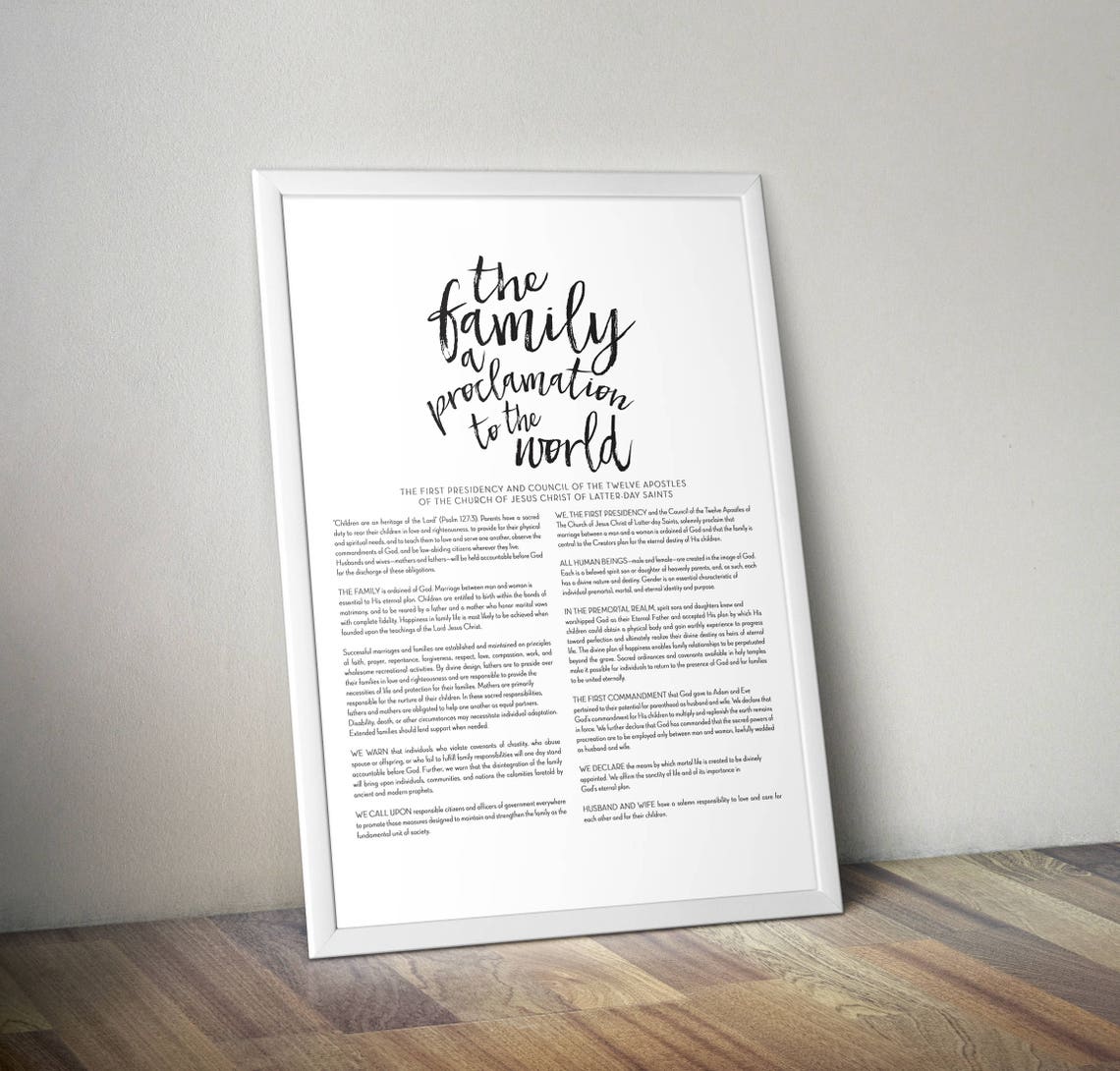 LDS Family Proclamation to the World, Printable File, Digital Print ...