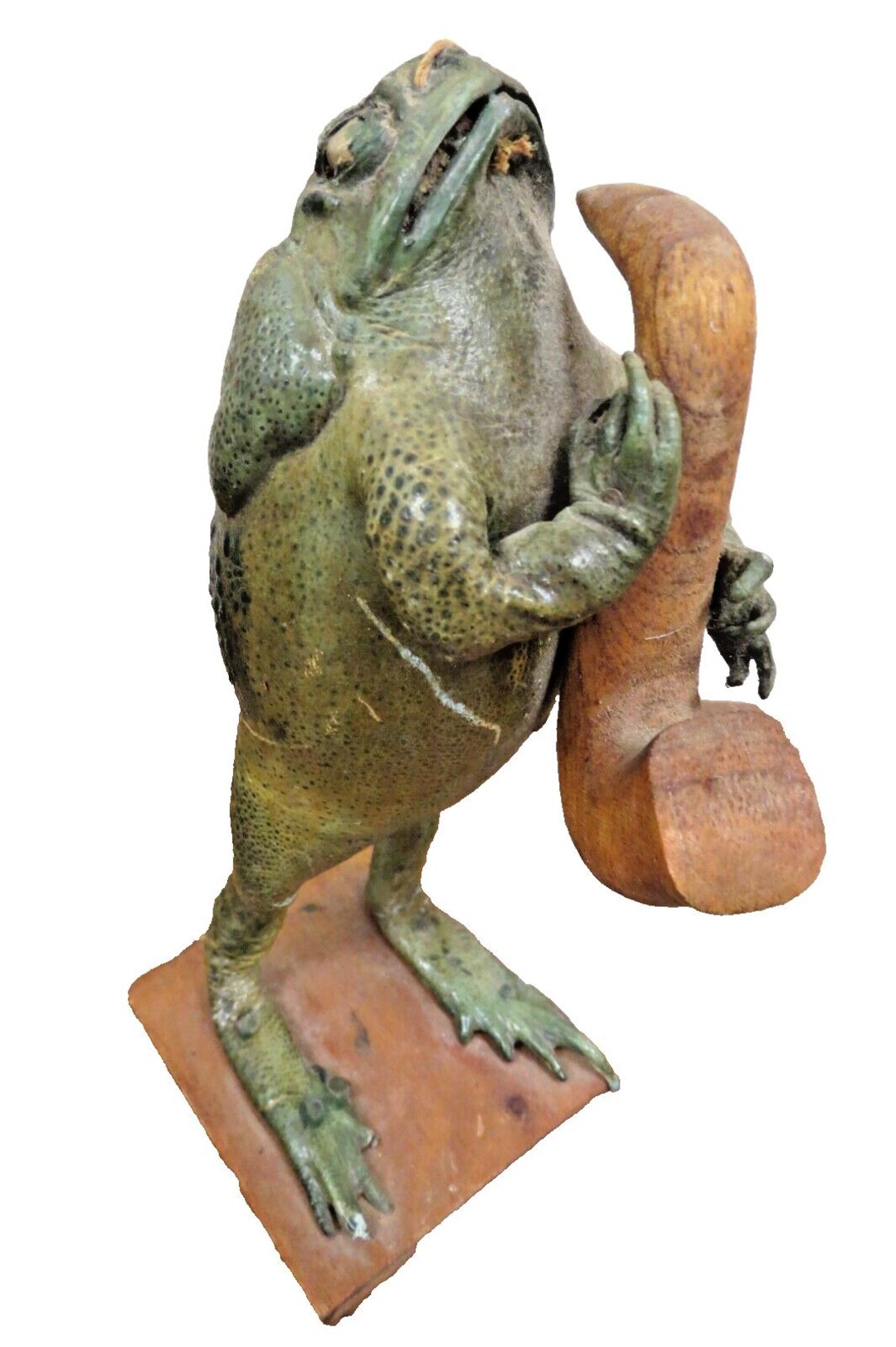 Vintage Taxidermy Frog Mexican Folk Art Toad Playing Saxaphone Horn ...
