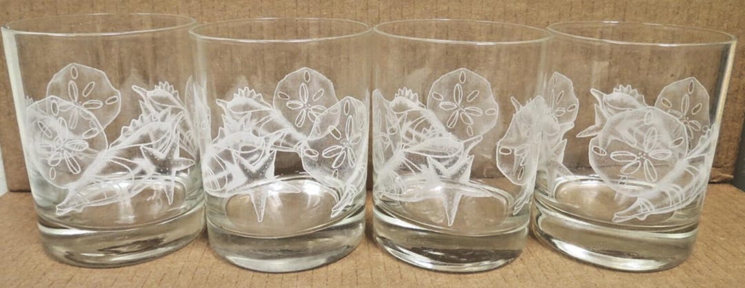 4 Vintage M W Periscope Shell Design Double Old Fashion Glasses - Etsy