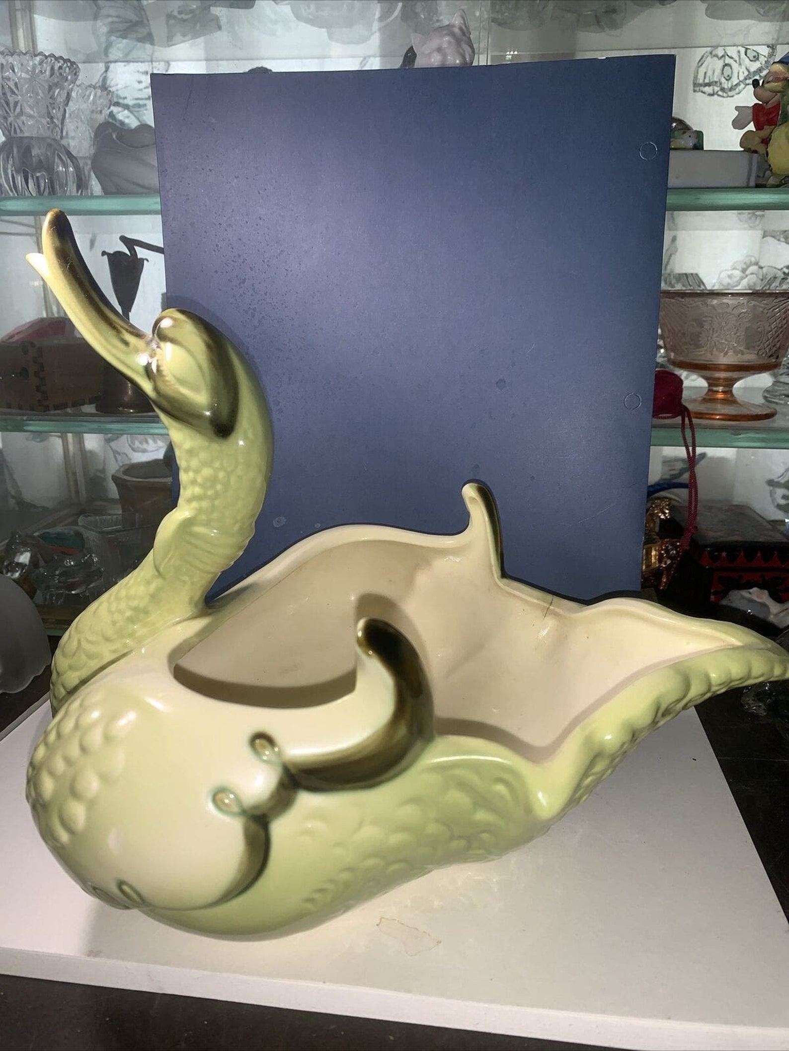 Large Vintage MCM HULL Pottery USA Green/ Chartreuse Duck Planter 1960 ...