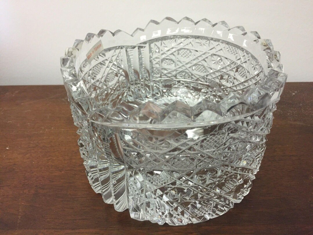 Beautiful Vintage Turkish Cut Glass Bowl - Etsy