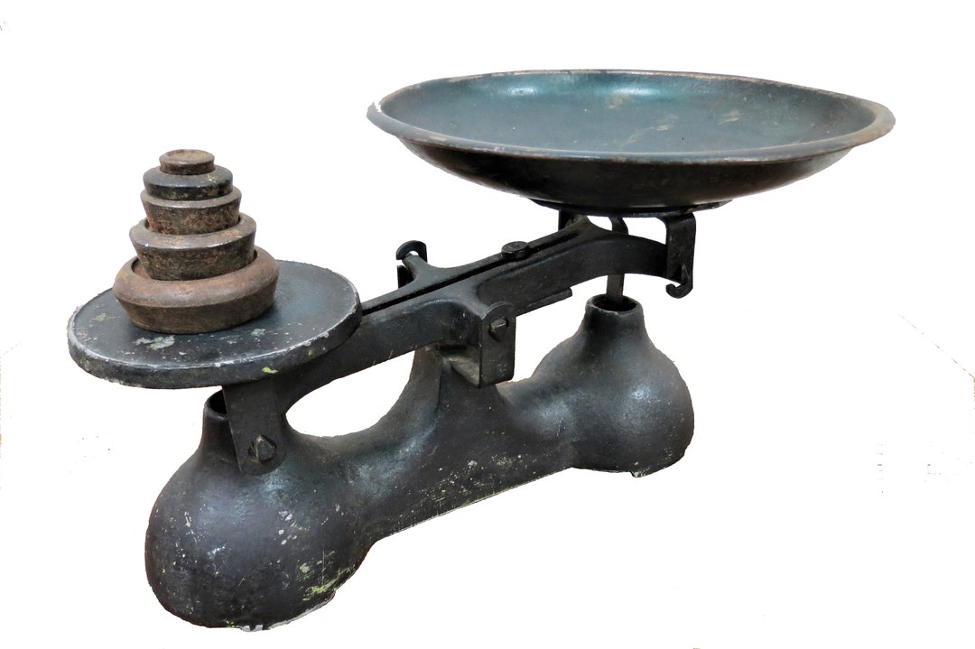 Balance Scale | Vintage English Dark Green Cast Iron Balace Scale With ...