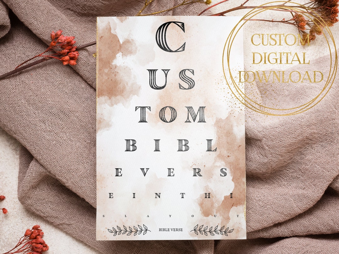 Custom Digital Scripture Snellen Eye Chart Print, Optometrist Eye Exam ...