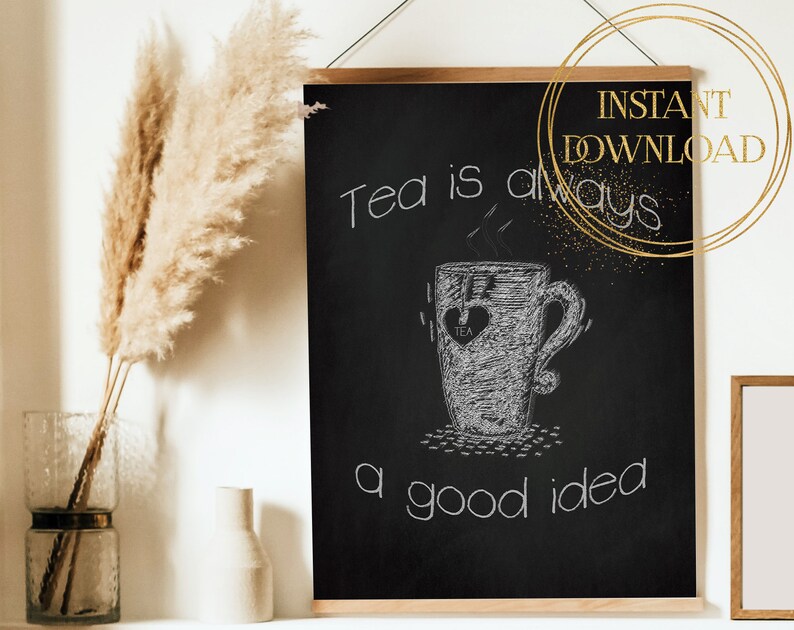 Tea Art Print Hygge Tea Print Kitchen Wall Art Chalkboard - Etsy