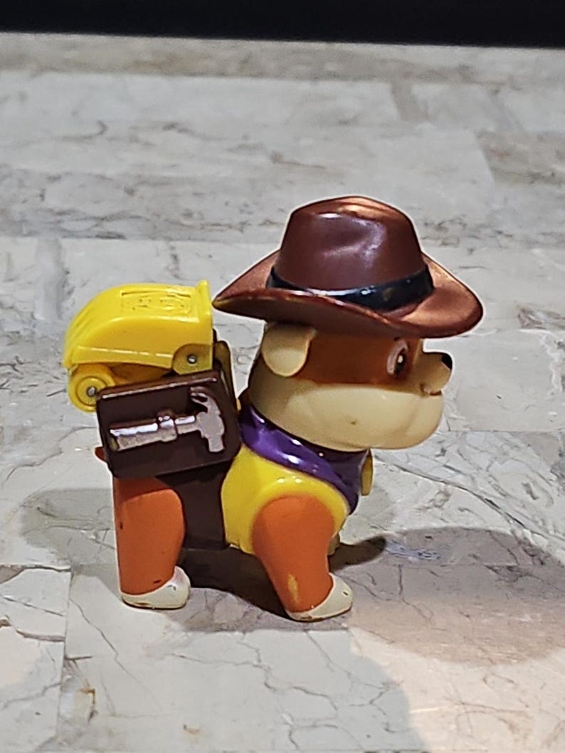 Paw Patrol Action Pack Pup Cowboy Rubble Figure 2.5” Tall Cow Boy Rare ...