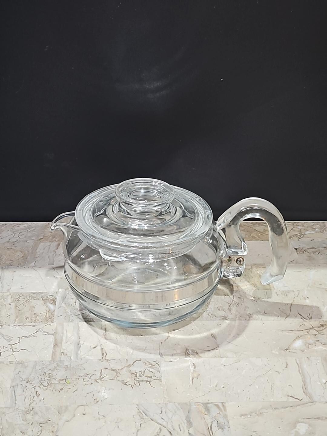 Vintage Pyrex Flameware Blue Tint 6 Cup Teapot Tea Pot 8446 B Stovetop ...