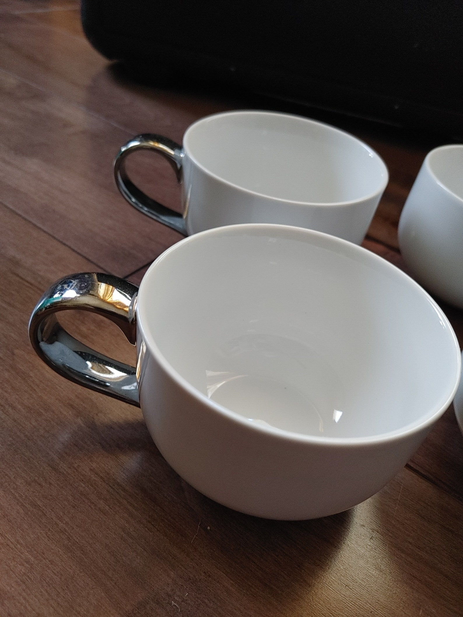 4 ESSENCE by Stoneage Coffee Mug Tea Cup 1 Cup White With Silver Handle ...