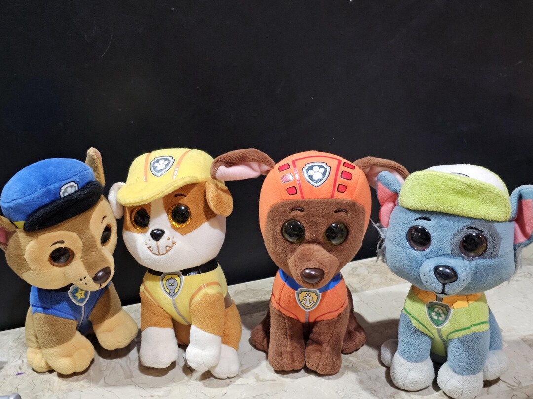 Ty Beanie Boos PAW PATROL Plush Lot of 4 Stuffed Animals Chase, Zuma ...