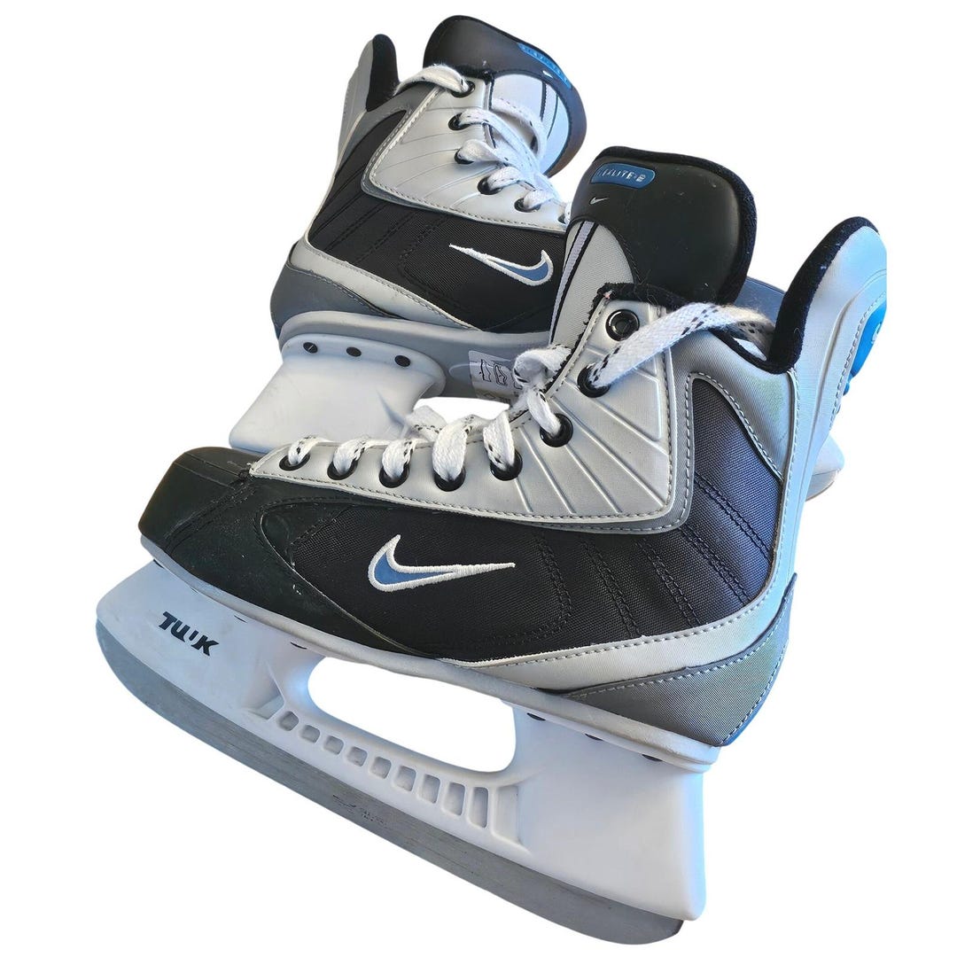 Nike Flexlite 12 Ice Hockey Skates Black Silver Blue Tuuk Size 4 EE ...