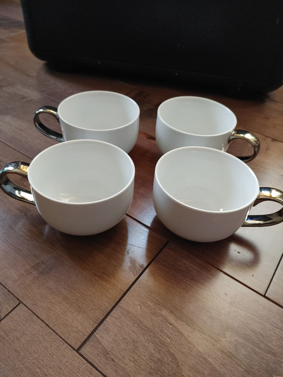4 ESSENCE by Stoneage Coffee Mug Tea Cup 1 Cup White With Silver Handle ...