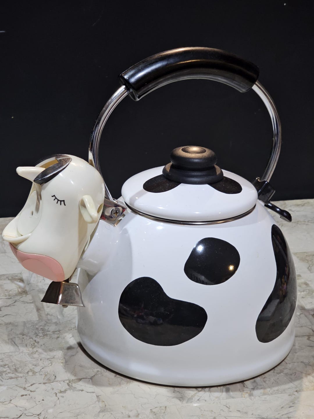 Vtg Kamenstein Cow Whistling Tea Kettle Teapot Mcmxcii Stainless Steel ...