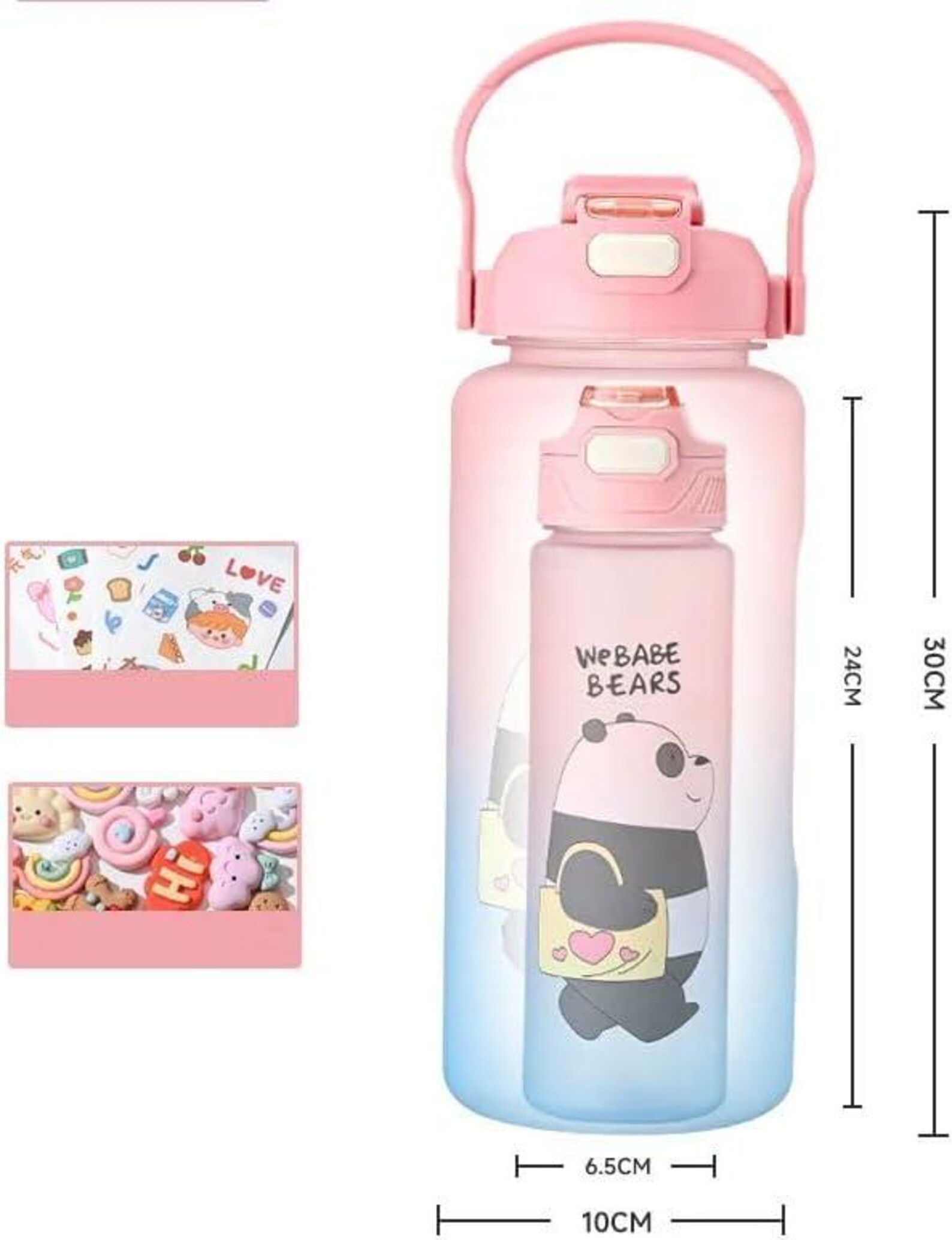 2 Motivational Water Bottle Time Marker With Straw, Leakproof BPA Free ...