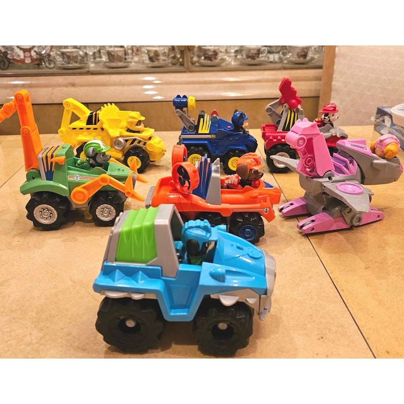 Paw Patrol Dino Rescue Vehicles and Pups Set Bundle Action Figures Toys ...