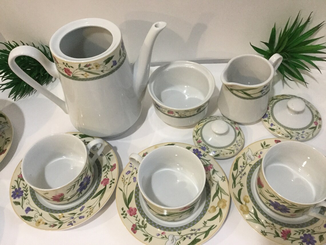 11 Piece Tea Set Set, Teacup, Coffee Set, Teapot, Creamer, Sugar Bowl ...