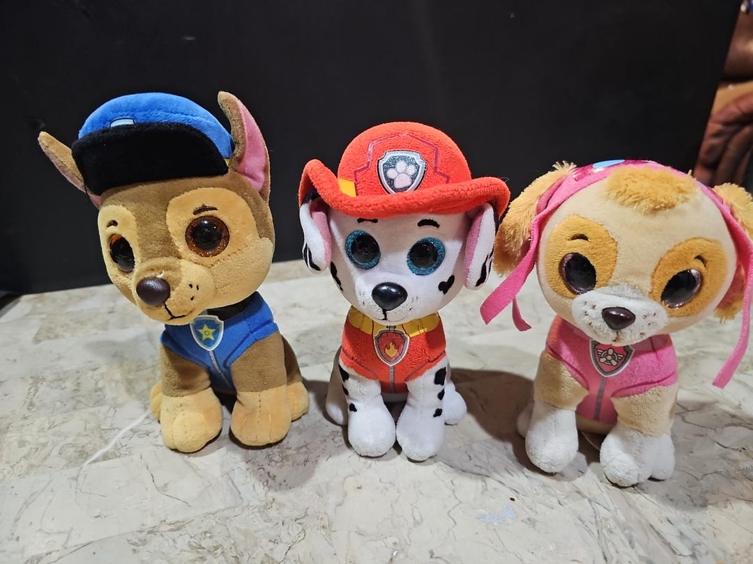 Ty Beanie Boos Paw Patrol Skye ,marshall, Chase 6" Stuffed Animal Plush ...