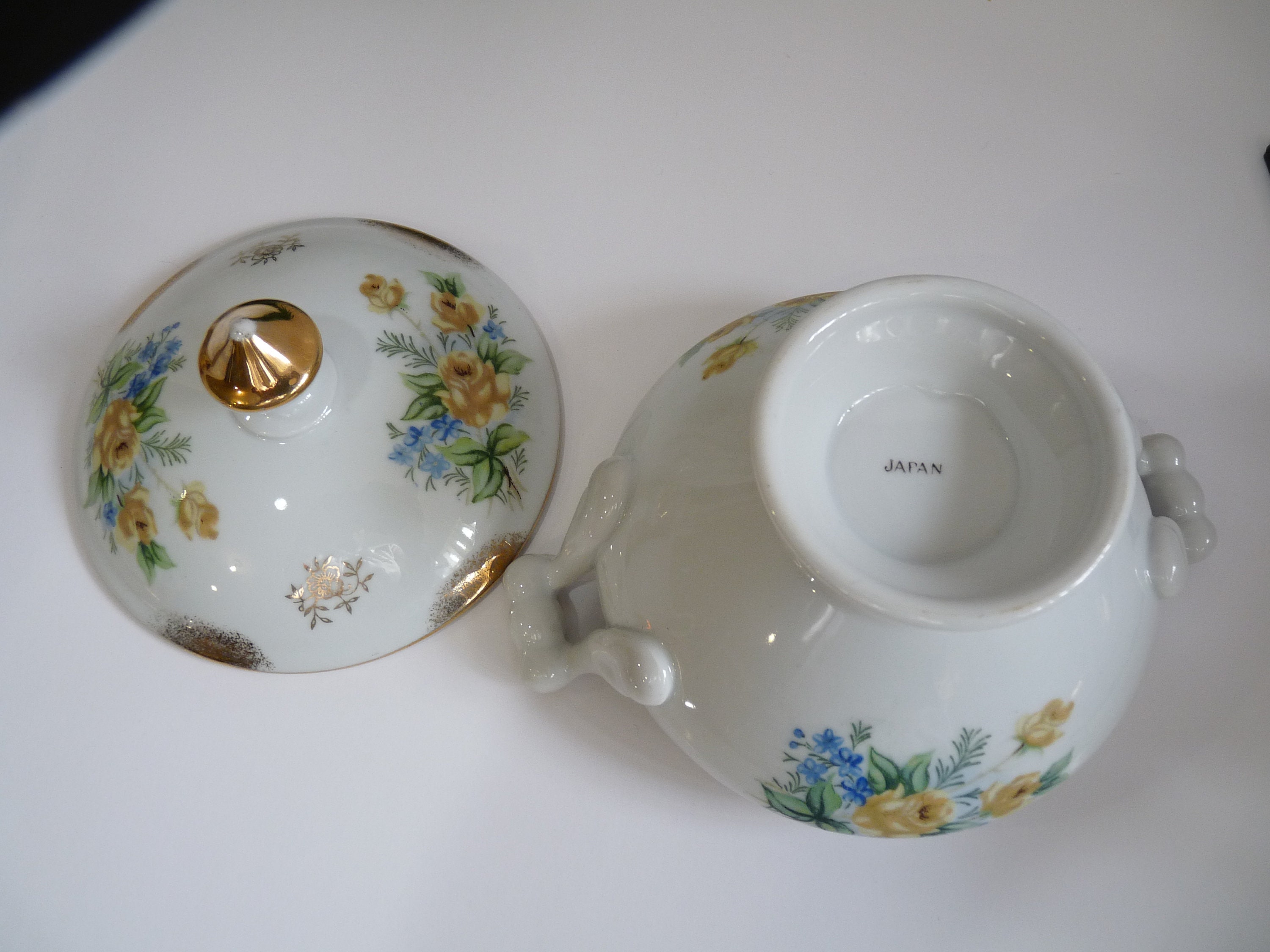 Vintage Hand Painted Japanese Bone China Porcelain Large Sugar - Etsy