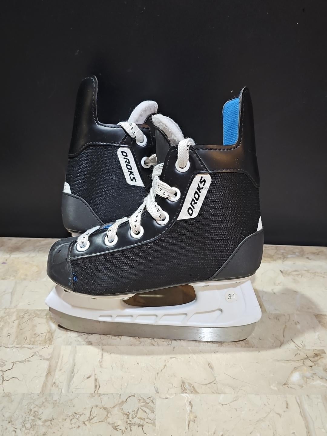 Decathlon Oroks 100 Kids Hockey Ice Skates Black and White Size 13 ...