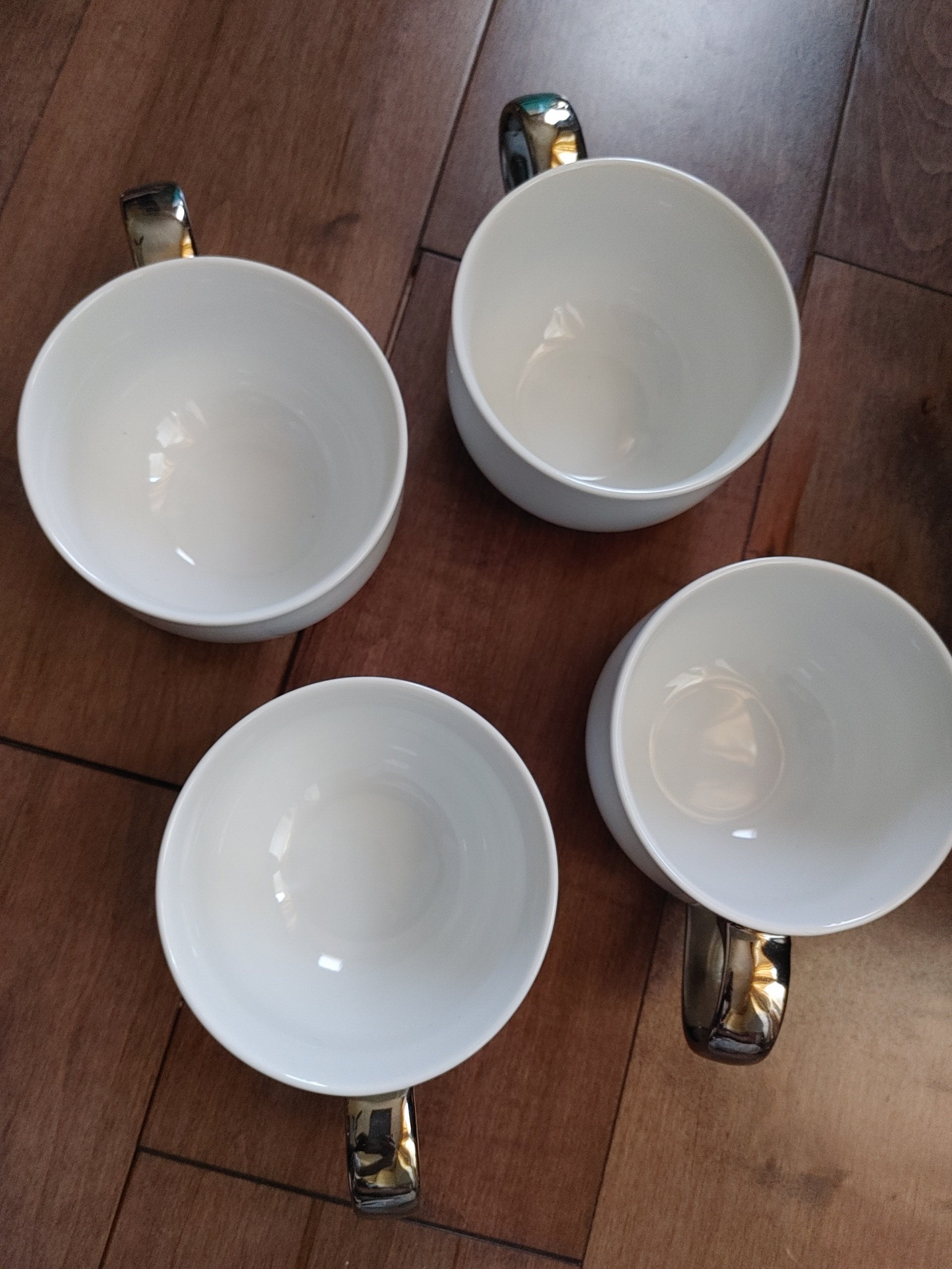 4 ESSENCE by Stoneage Coffee Mug Tea Cup 1 Cup White With Silver Handle ...