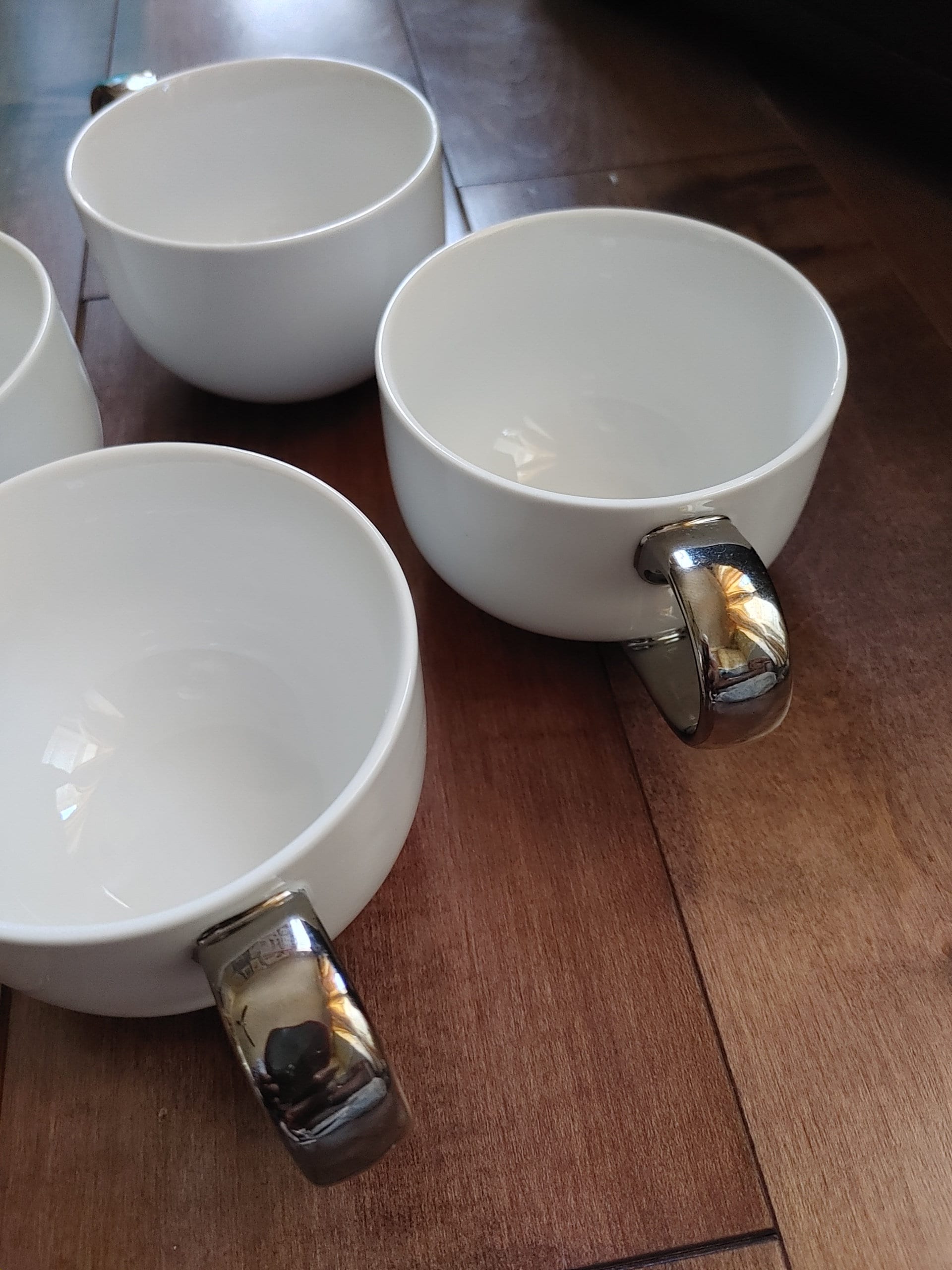 4 ESSENCE by Stoneage Coffee Mug Tea Cup 1 Cup White With Silver Handle ...