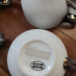 4 ESSENCE by Stoneage Coffee Mug Tea Cup 1 Cup White With Silver Handle ...