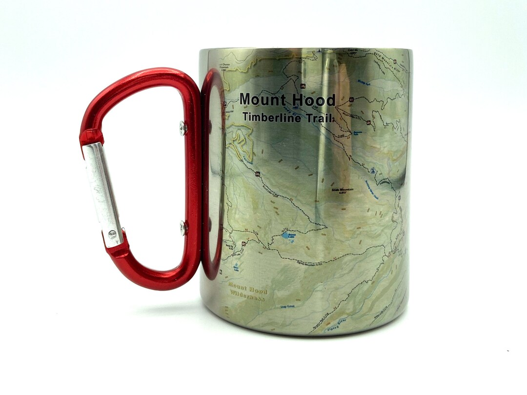 Mount Hood Timberline Trail Map, Carabiner Coffee Mug Map, Hiking ...