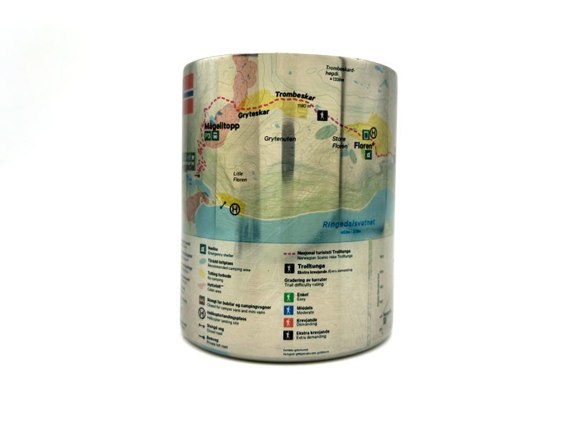 Trolltunga Trail Map Carabiner Coffee Mug Trail Map, Hiking Trekking ...