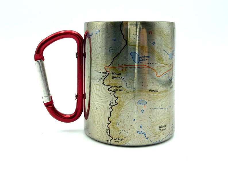 Mount Whitney "mountaineer's Route" Map Carabiner Coffee Mug Trail Map ...
