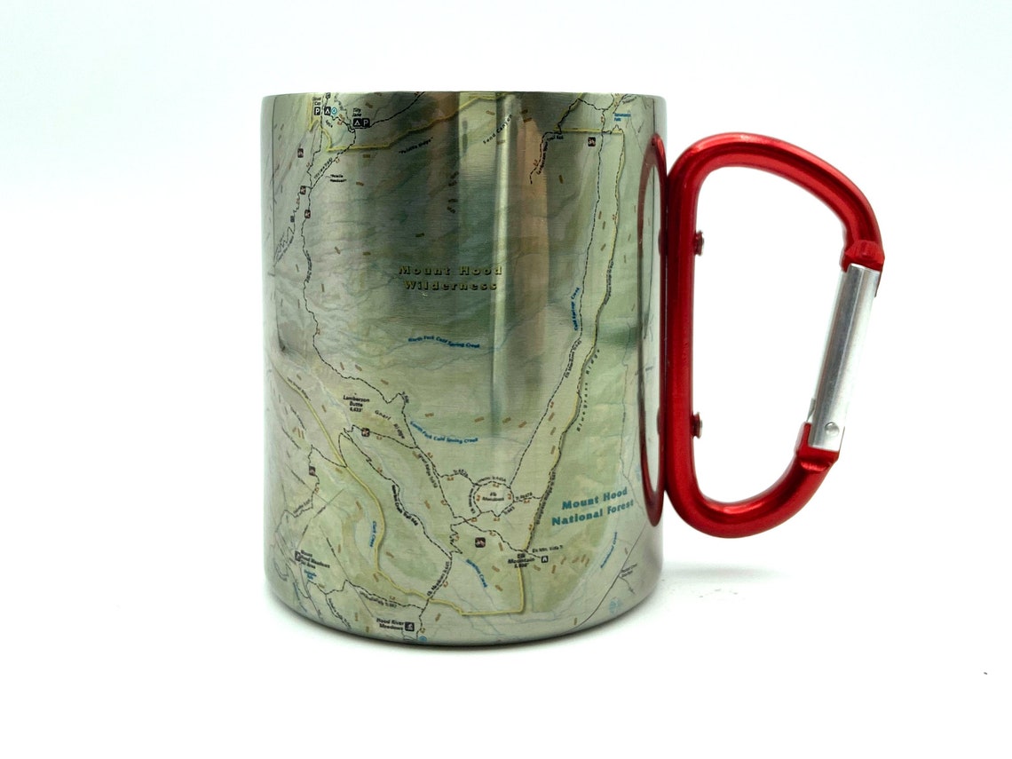 Mount Hood Timberline Trail Map, Carabiner Coffee Mug Map, Hiking ...