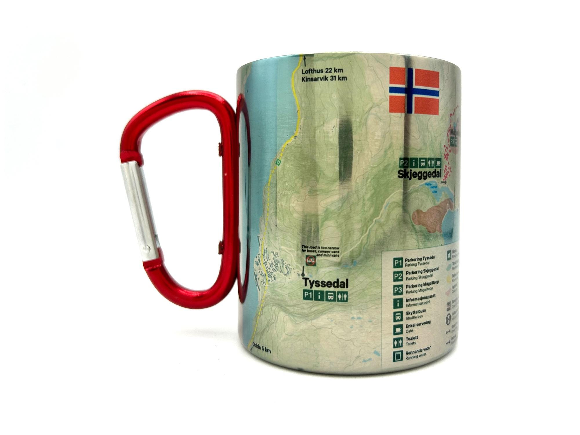 Trolltunga Trail Map Carabiner Coffee Mug Trail Map, Hiking Trekking ...