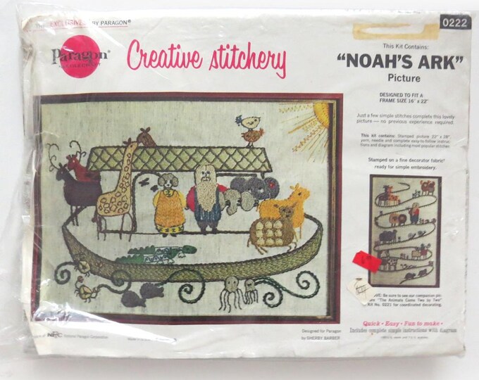 Vintage Paragon MCM Crewel Kit / Noahs Ark 22x16 #0222 - Etsy