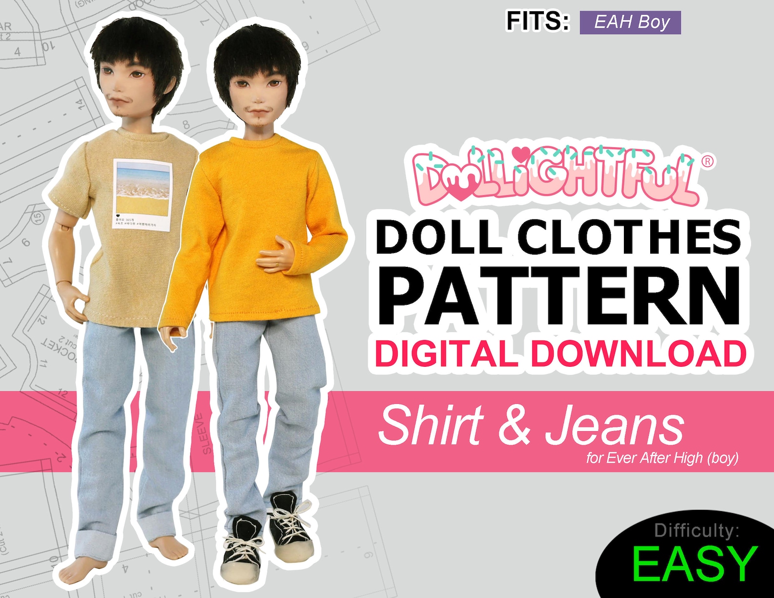 Shirt & Jeans [EAH Boy] - DIGITAL Download Doll Clothes Pattern - Etsy