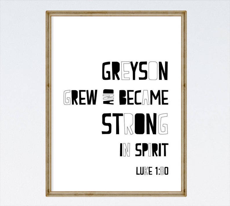 Strong in Spirit Luke 1:80 Personalized Print Christian - Etsy